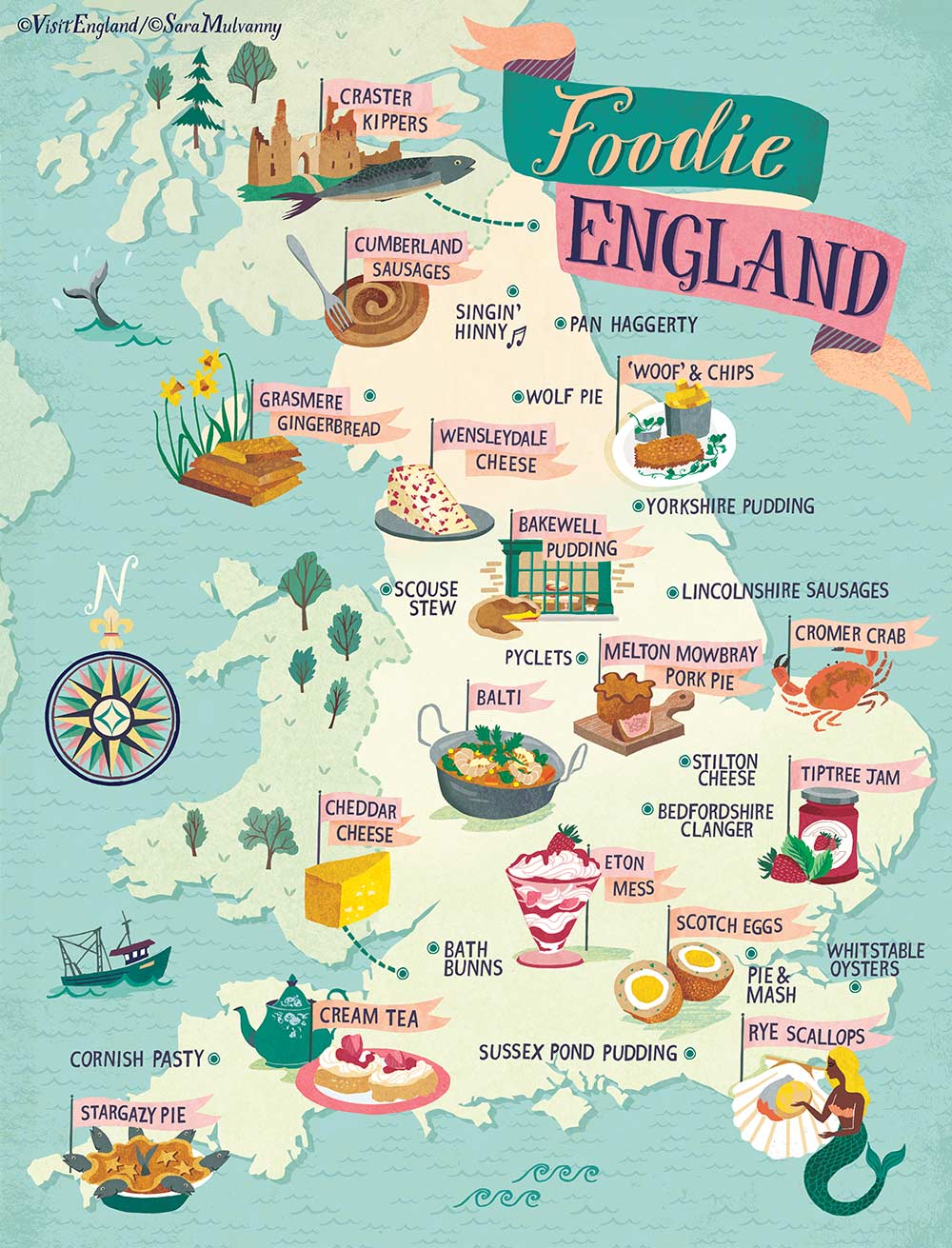 Visit Britain Foodie Map – Sara Mulvanny Illustration